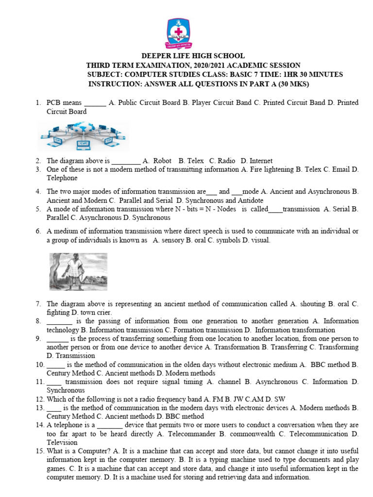 JS 1 Computer Std. 3RD Term Exam 2021 | PDF