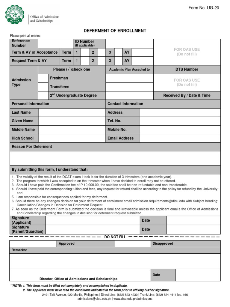 Deferment of Enrollment | PDF