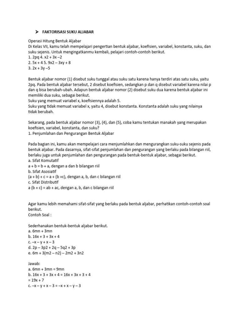 Materi Kelas 8 Semster 1 | PDF