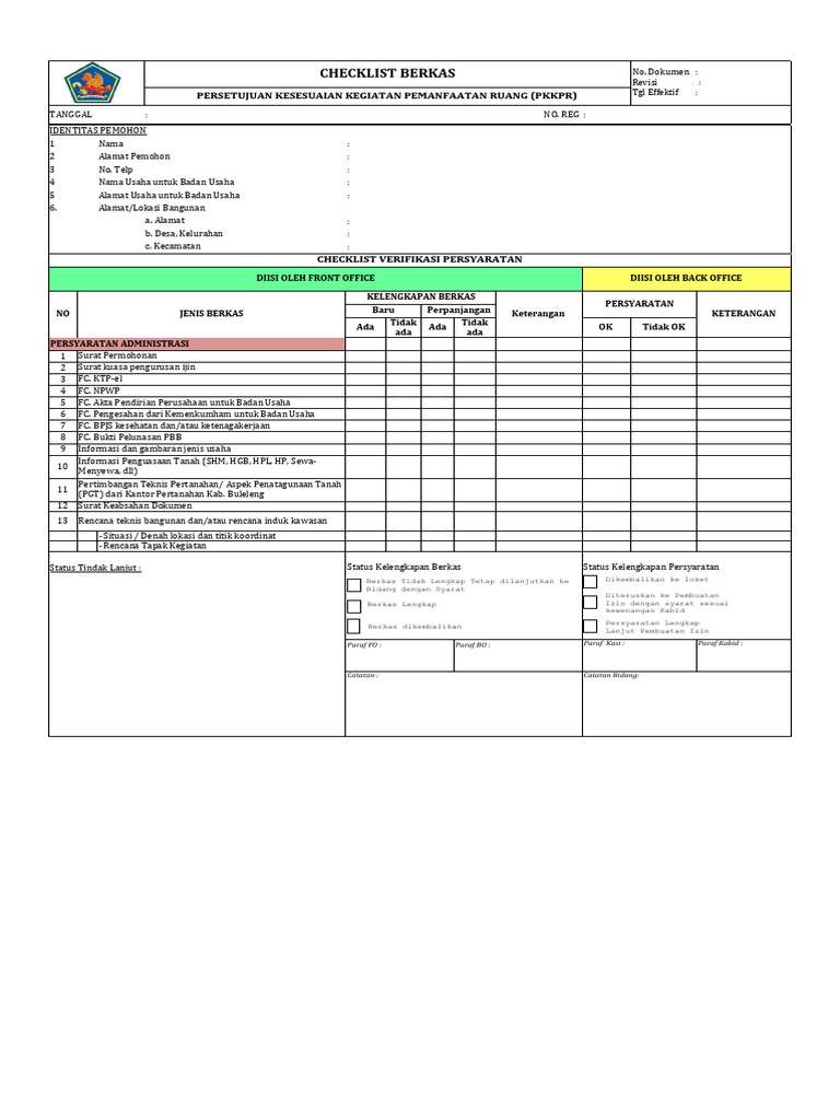 Persyaratan SUrat Permohonan KKPR | PDF