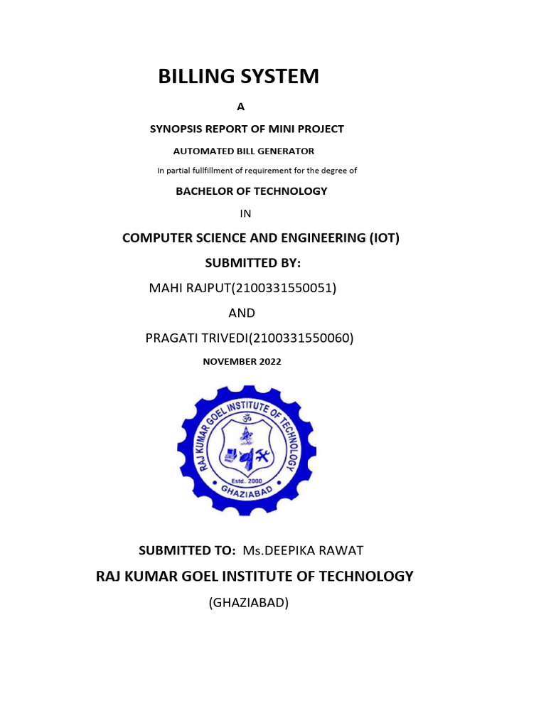 Billing System Mini Project.1 | PDF | Computer Engineering | Computing