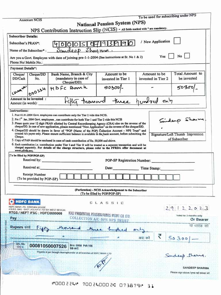 Sandeep NCIS | PDF | Cheque | Payments