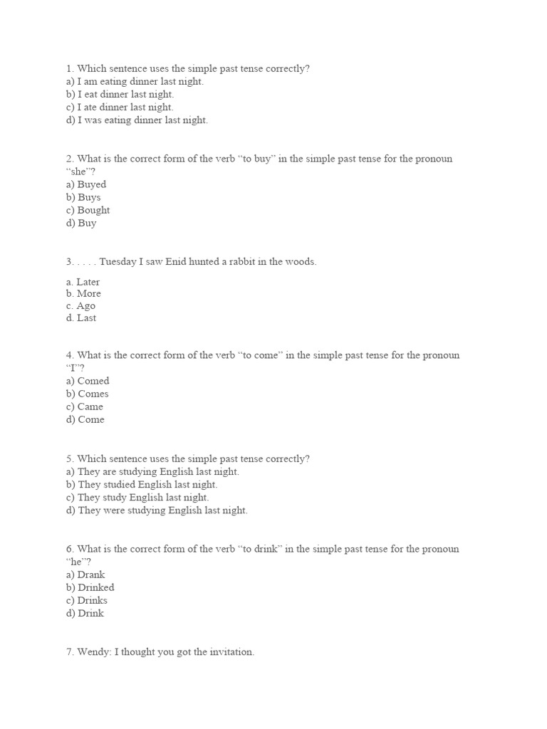 Simple Past Practice | PDF