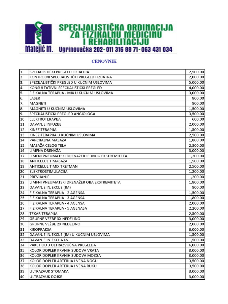 Cenovnik | PDF