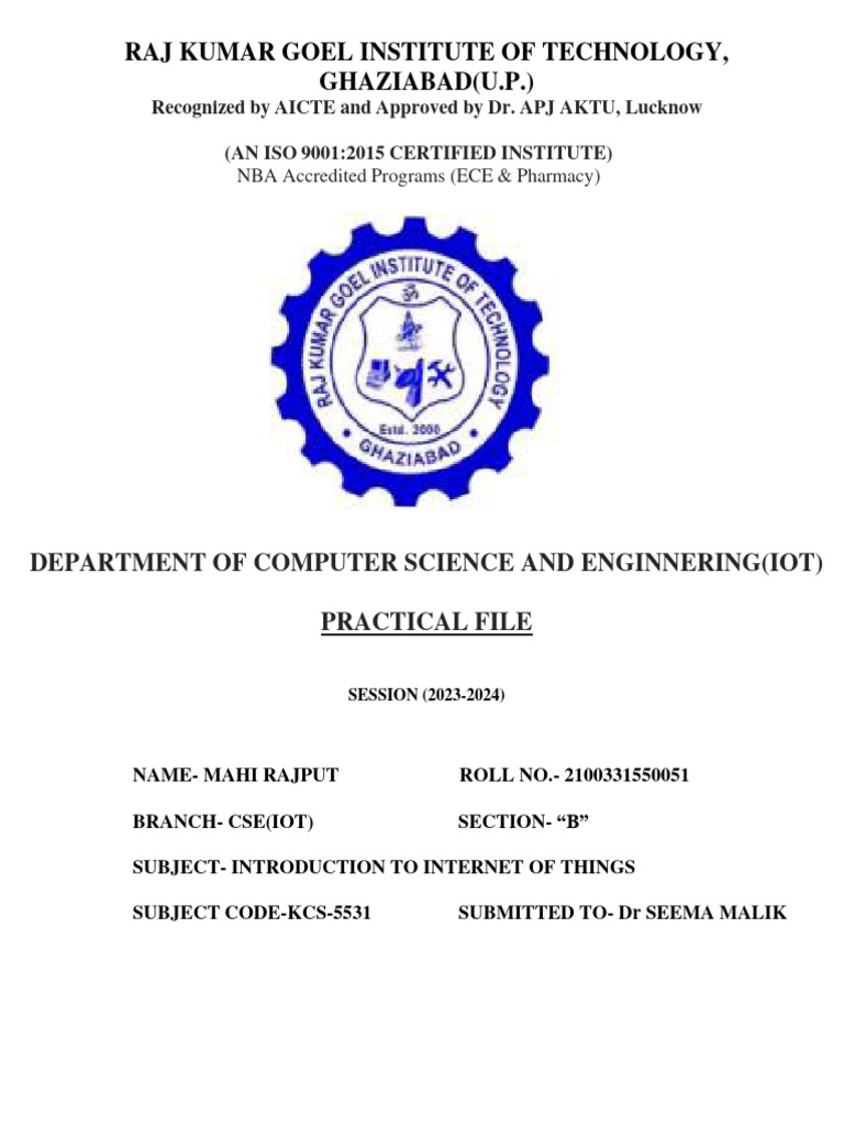 Iot Practical File | PDF