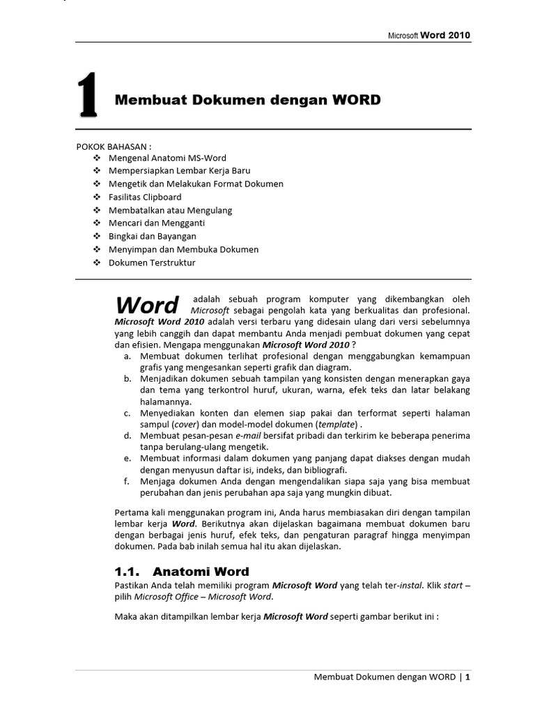Materi Membuat Dokumen Dengan MS - Word | PDF