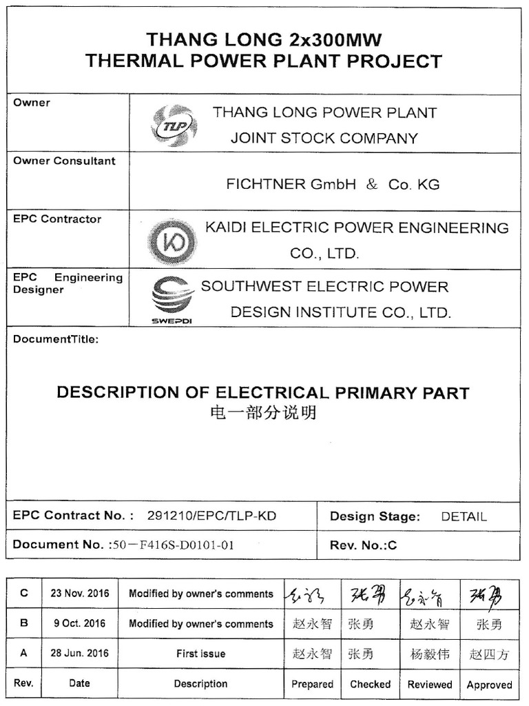D0101-01 (C) DESCRIPTION OF ELECTRICAL PRIMARY PART Cover | PDF