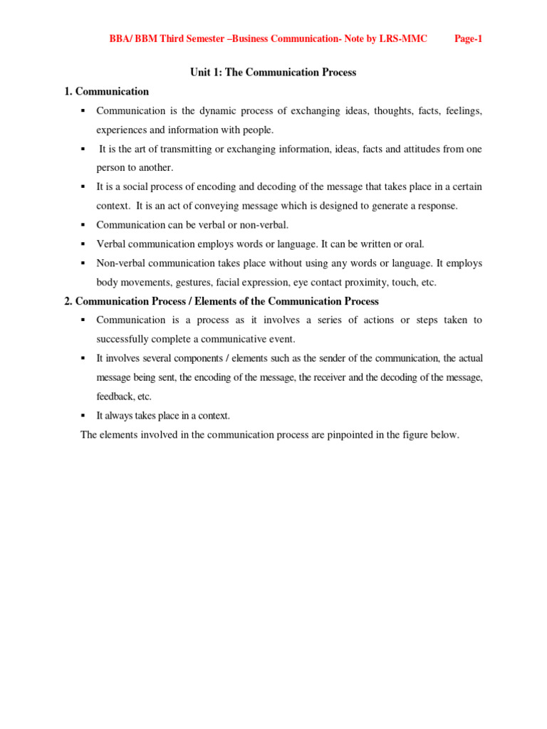 BBM BBA Third Semester Business Communication Complete Note by LRS | PDF