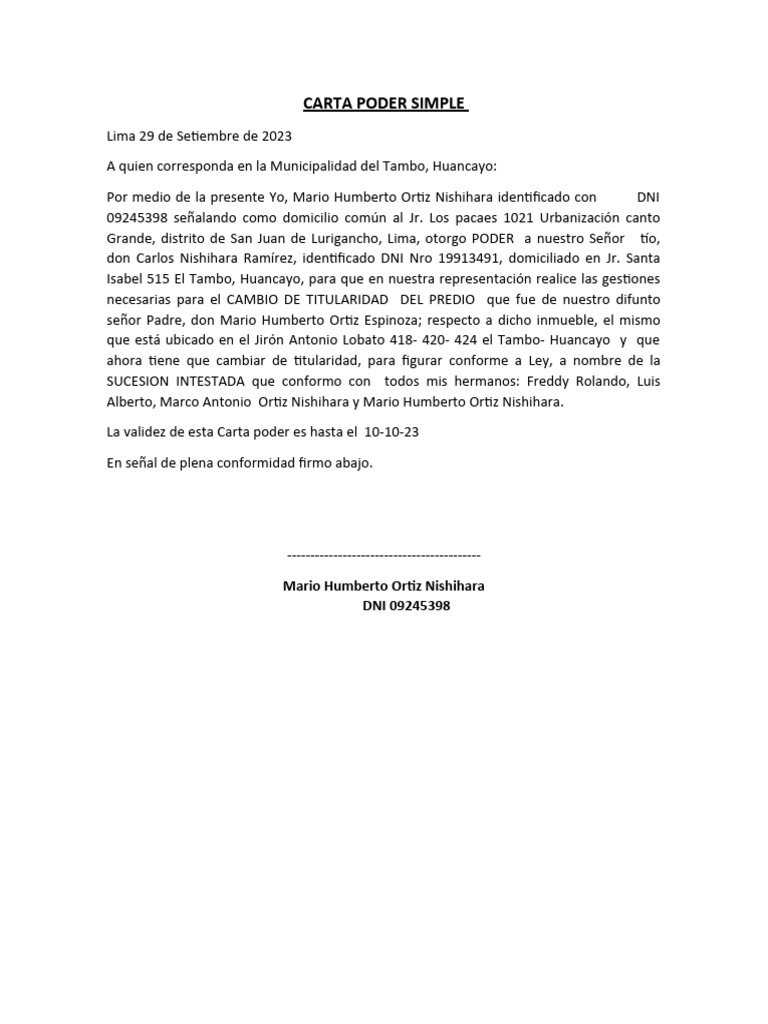 Carta Poder Simple | PDF
