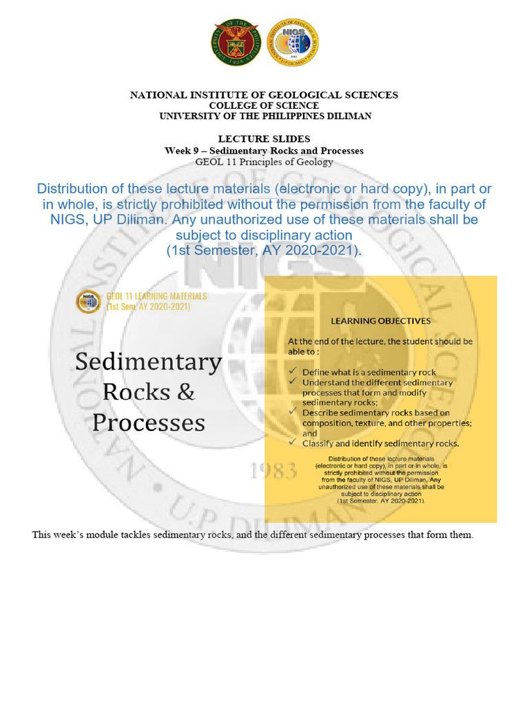 Geol 11 Week 9 - Sedimentary Rocks, Processes, and Environments - Annotated Lecture Slides | PDF ...