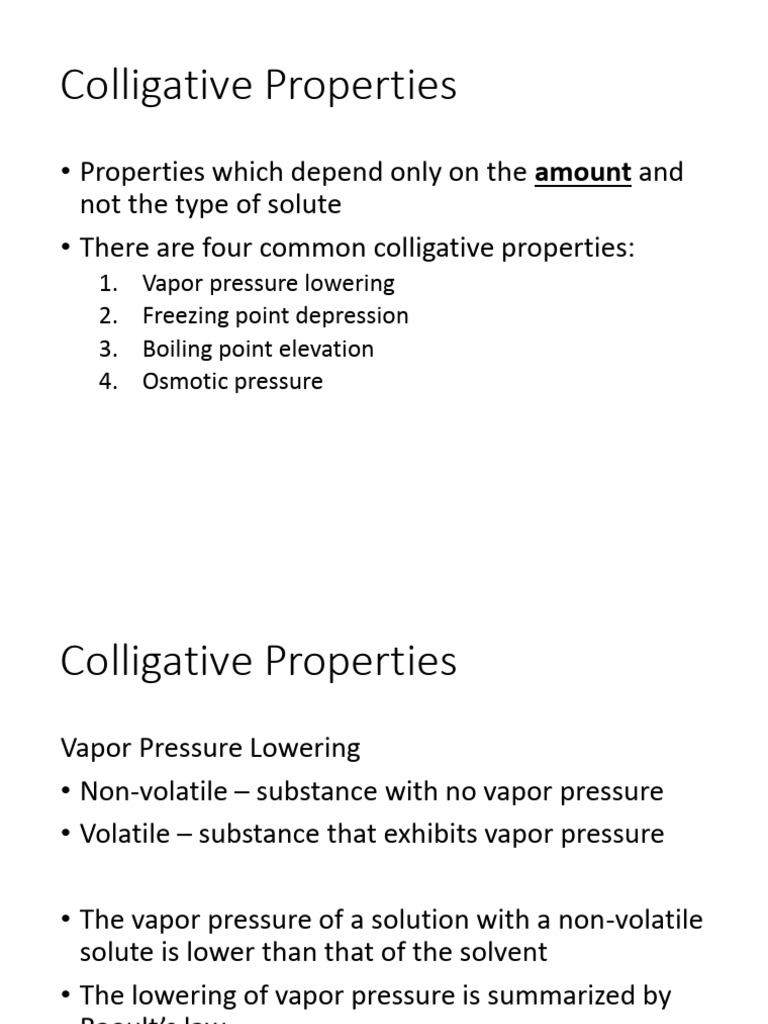 Colligative Properties | PDF | Materials | Continuum Mechanics
