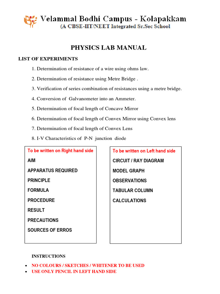Phy Lab Manual 2023-2024 | PDF