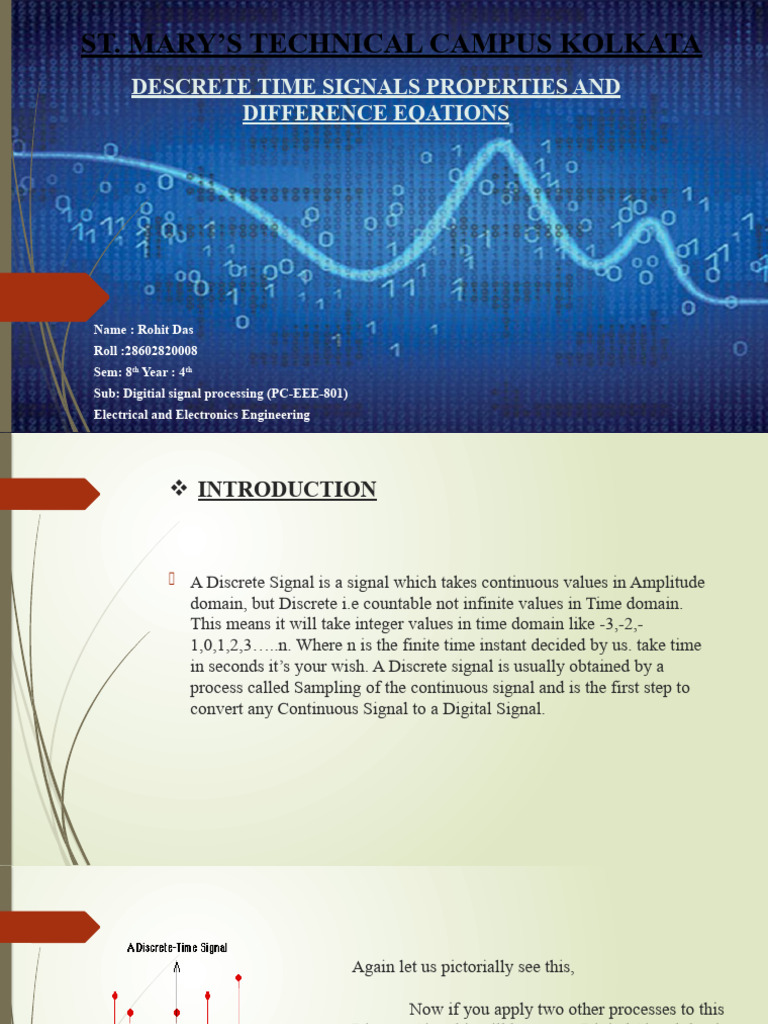 Descrete Time Signals Properties and Difference Eqations | PDF