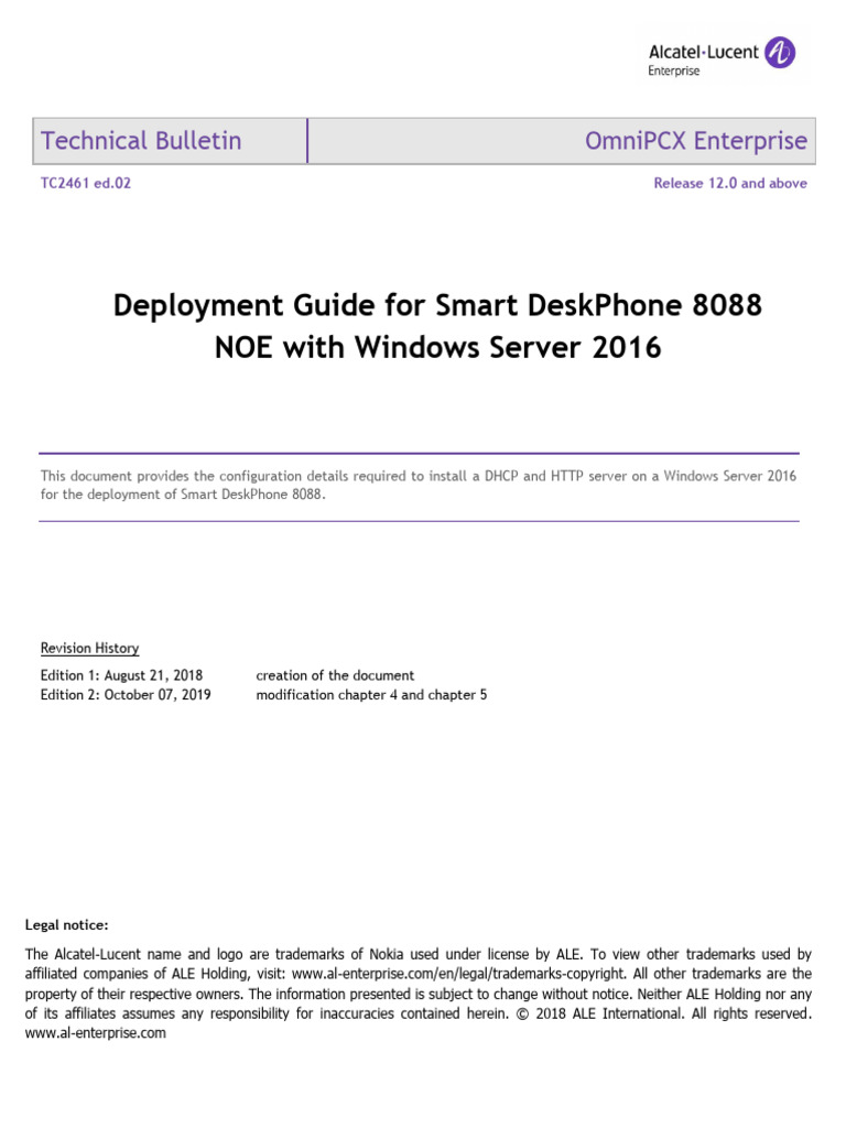 TC2461en-Ed02 Deployment Guide For Smart DeskPhone 8088 NOE With Windows Server 2016 | PDF ...