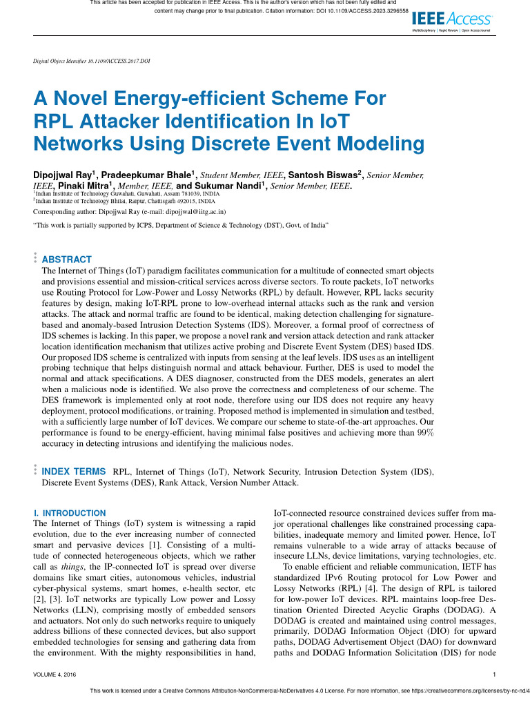 A Novel Energy-Efficient Scheme For RPL Attacker I | PDF | Computer Network | Internet Of Things