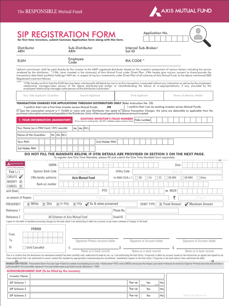 SIP Registration Form | PDF SIP Registration Form | PDF
