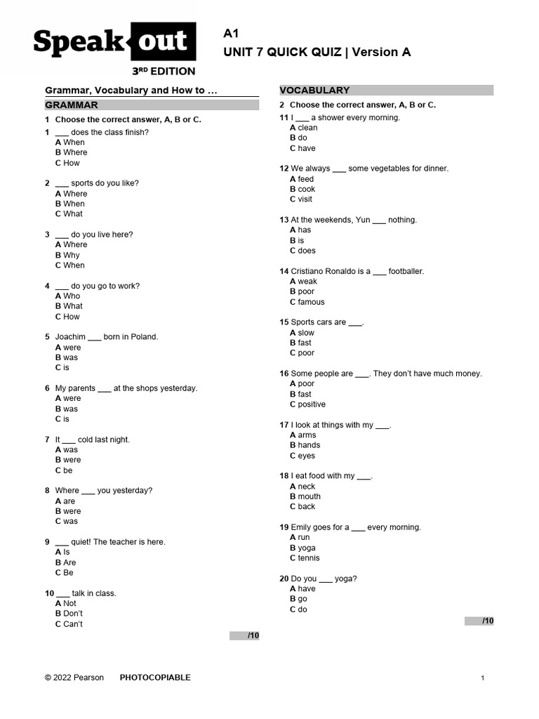 SO3 A1 Quick Quiz U7A | PDF