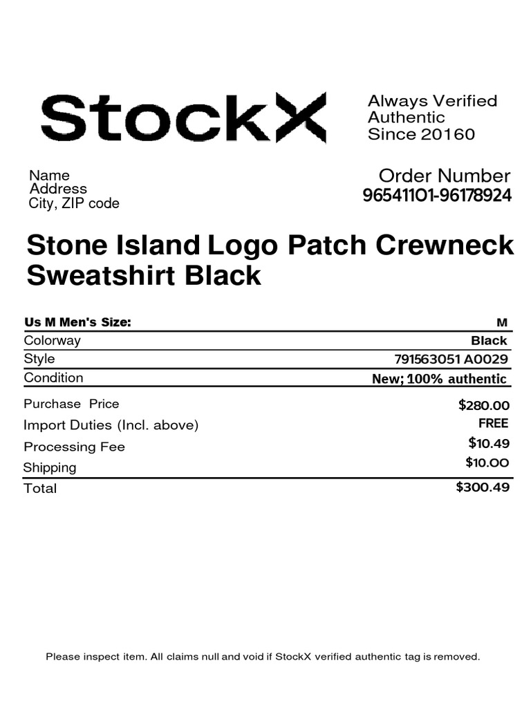 Facture Stock X | PDF