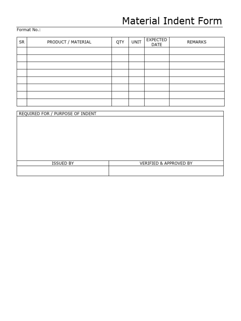 Material Indent Form | PDF