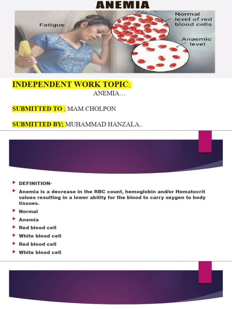 Independent Work Topic: Anemia | PDF | Anemia | Red Blood Cell