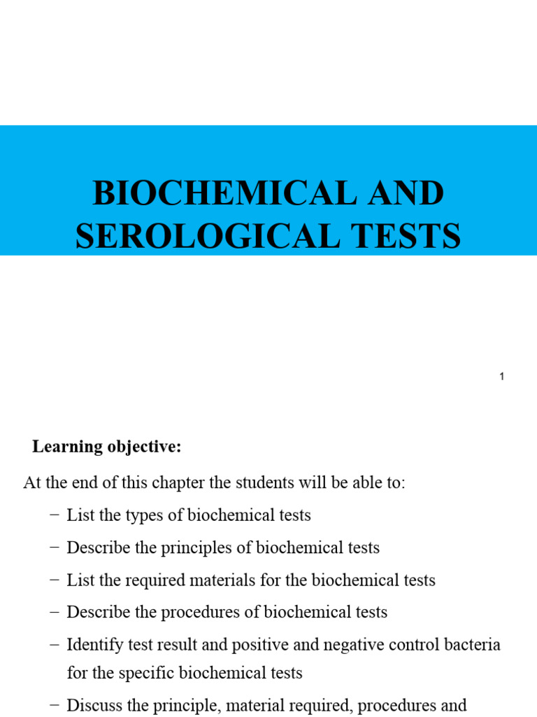 Biochemical Tests for Students | PDF