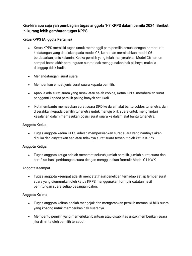 Gambaran TUGAS KPPS | PDF