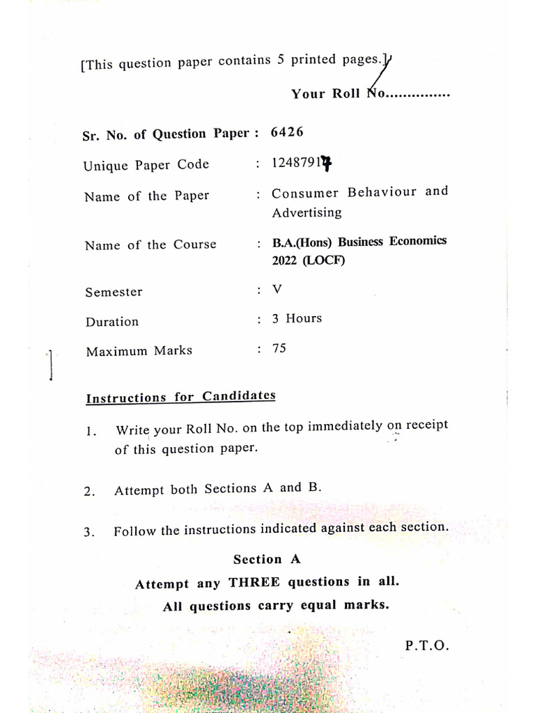 DSE CB&A - CBCS 2022 Paper 1 | PDF