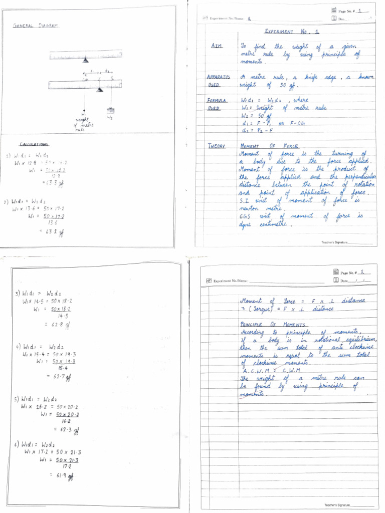 Class 10 Physics Practicals No. 1 To 5 | PDF