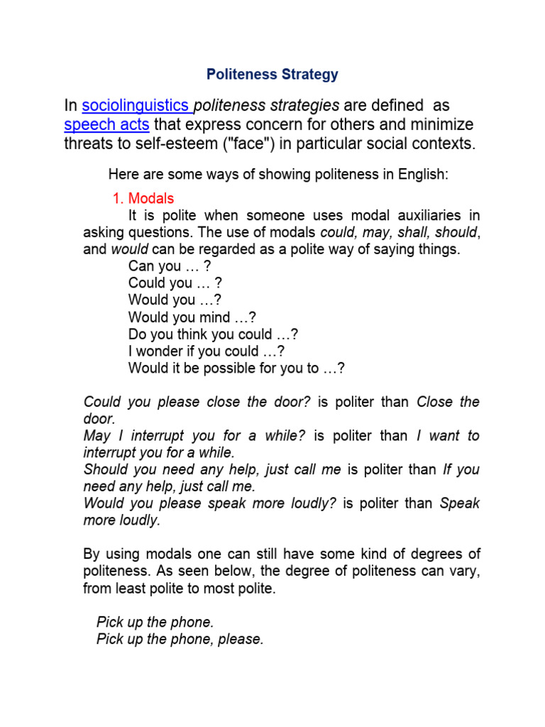 Politeness Strategy1 | PDF | Linguistics | Human Communication