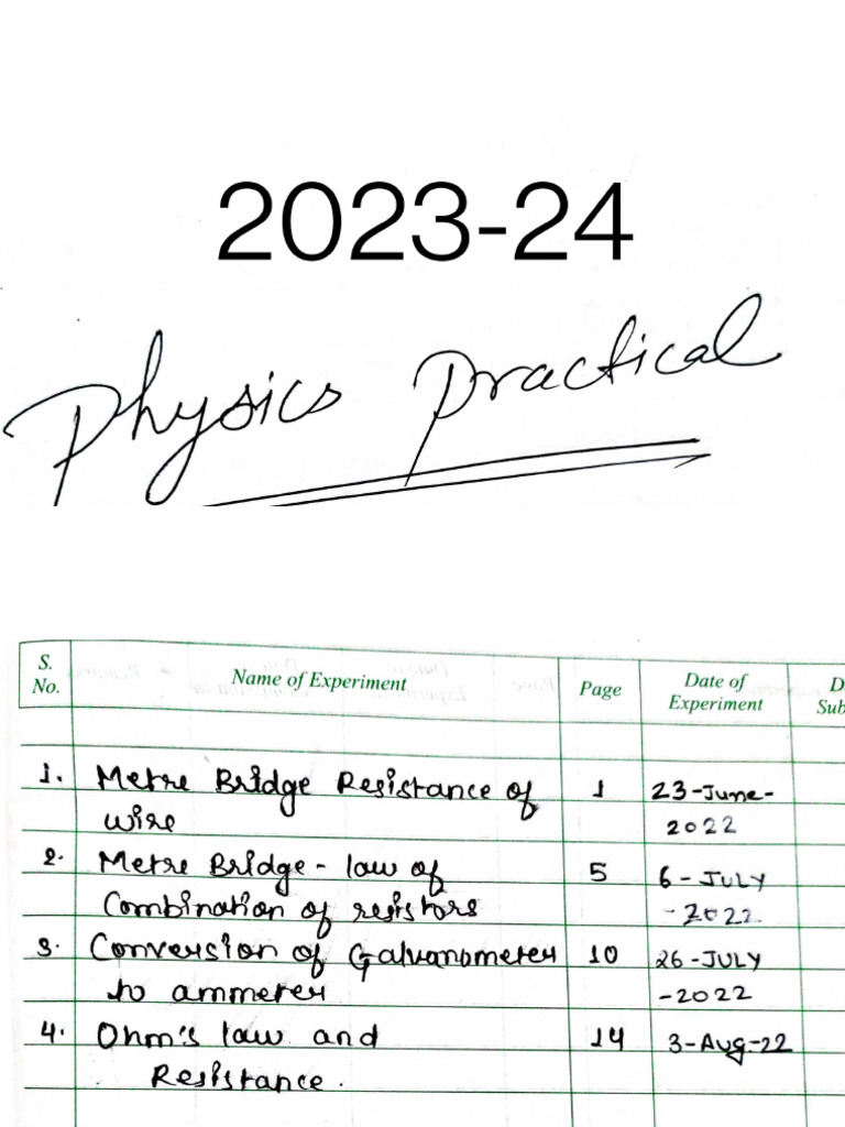 Physics 12th Practical Copy 2023-24 | PDF Physics 12th Practical Copy 2023-24 | PDF