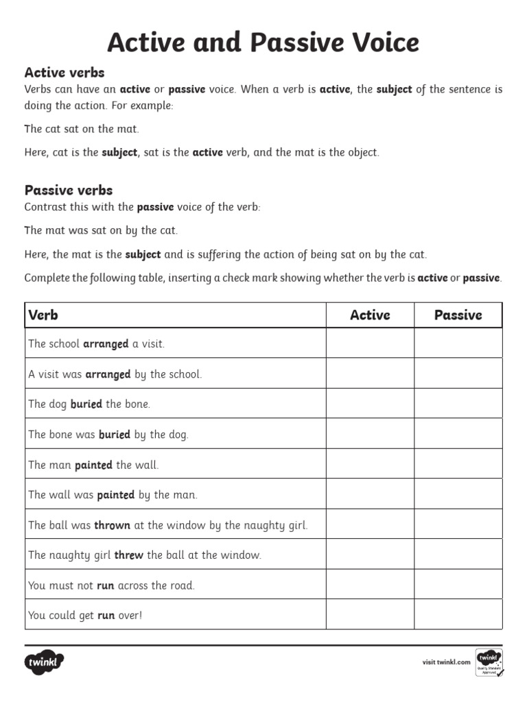 Us e 288 Active and Passive Voice Activity Ver 3 | PDF