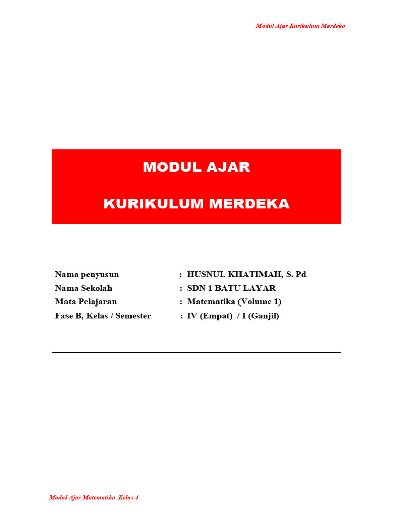 Modul Ajar MTK Unit 1 | PDF
