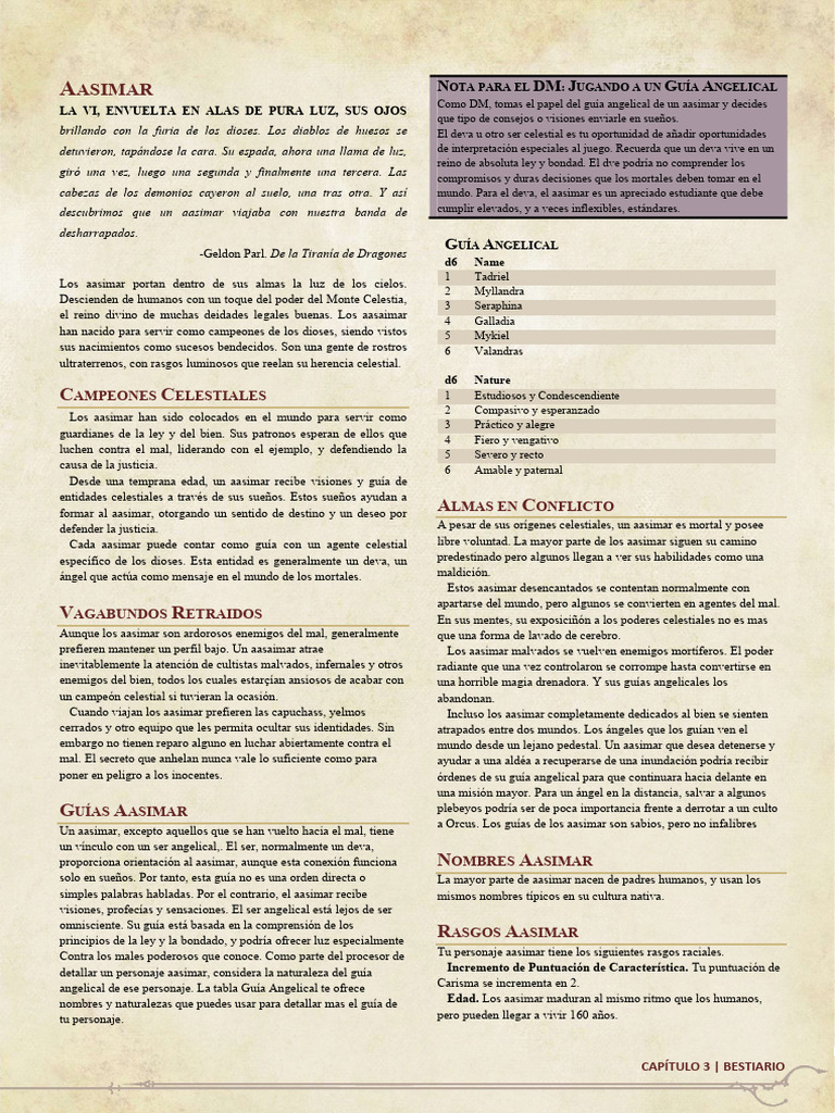 Aasimar: Campeones Celestiales y Subrazas | PDF | Las emociones | Los bosques