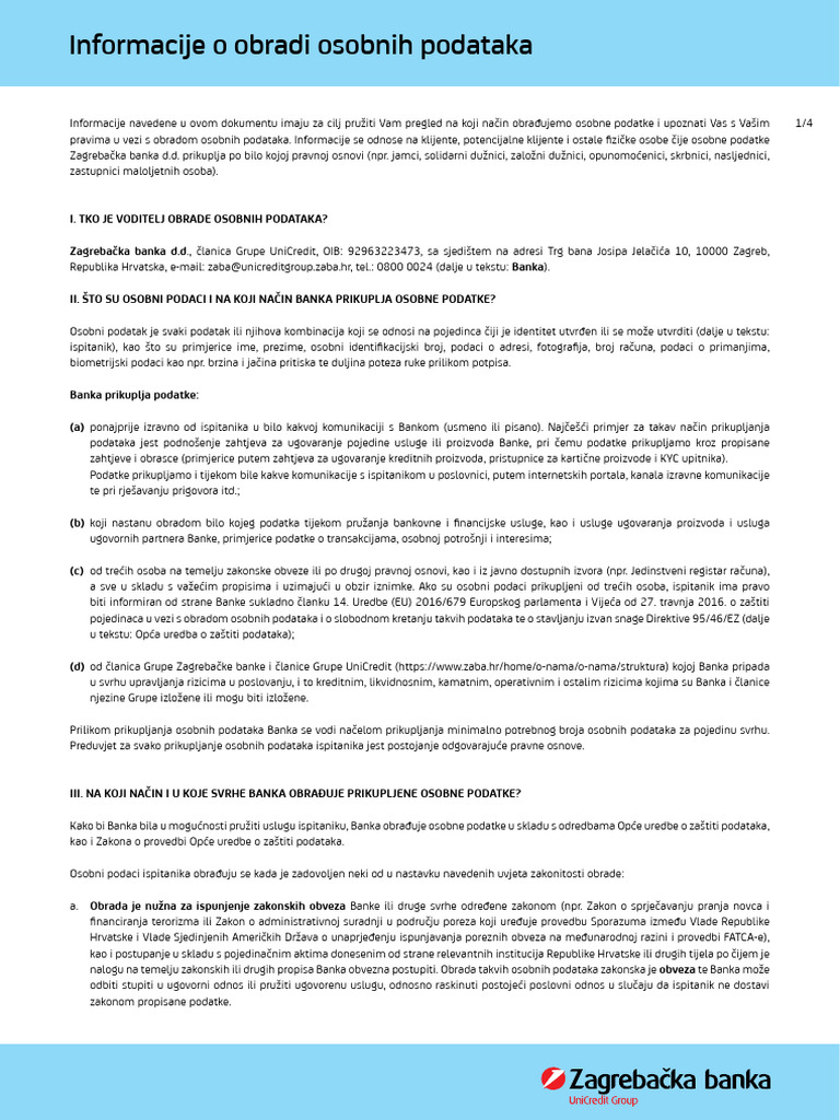 Informacije+o+obradi+osobnih+podataka Sijecanj 2021 | PDF