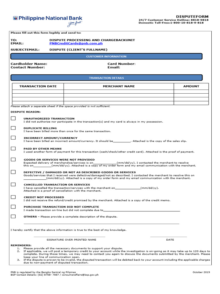 New Dispute Form | PDF