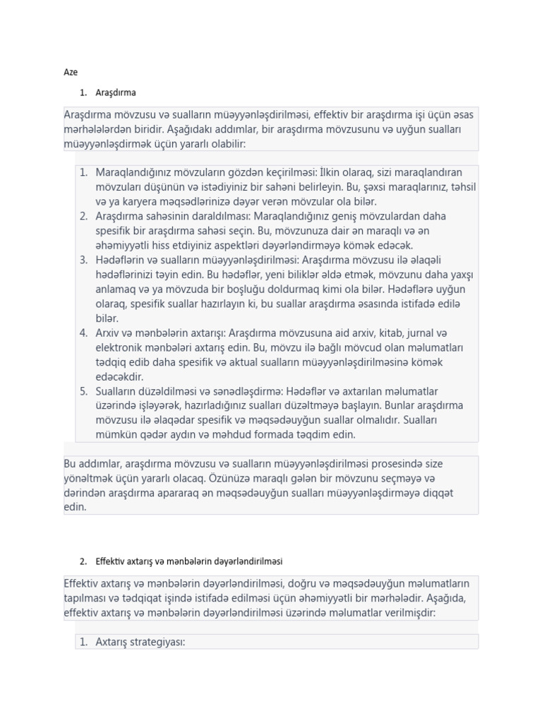 Aze 1. Araşdırma | PDF