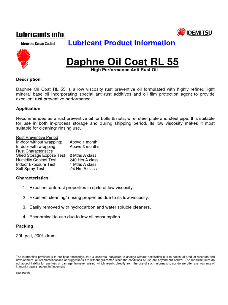 Daphne Oil Coat RL 55 | PDF