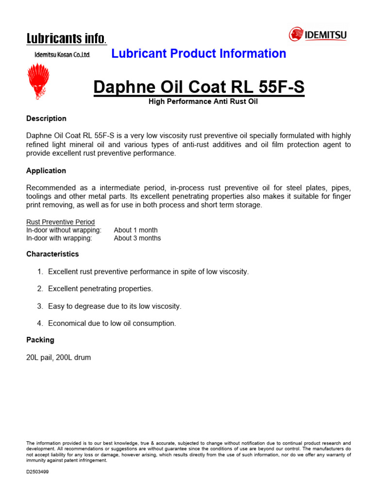 Daphne Oil Coat RL 55F-S | PDF