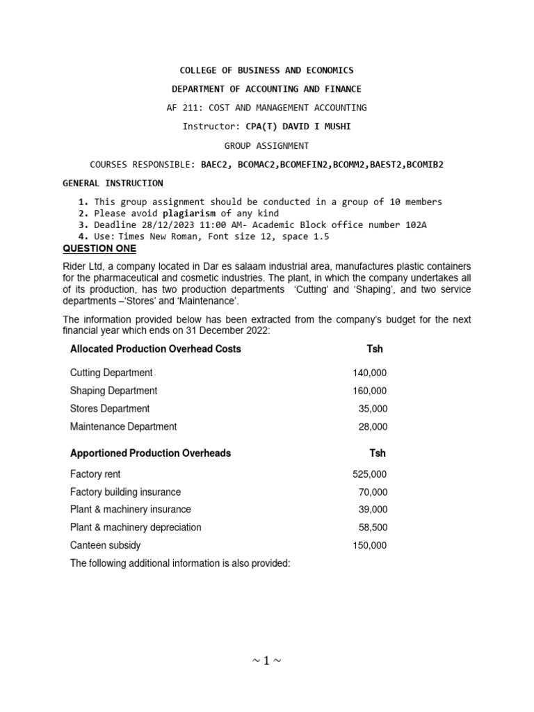 Af 211-Assignment 1 | PDF