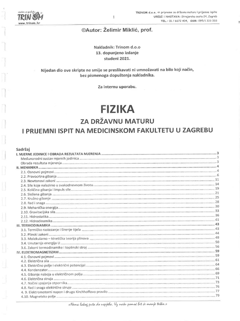 Trinom Fizika 2021. | PDF
