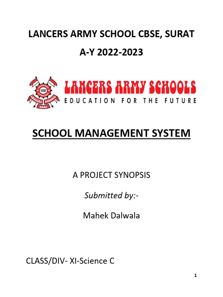 CS - Project Synopsis File-Mahek | PDF