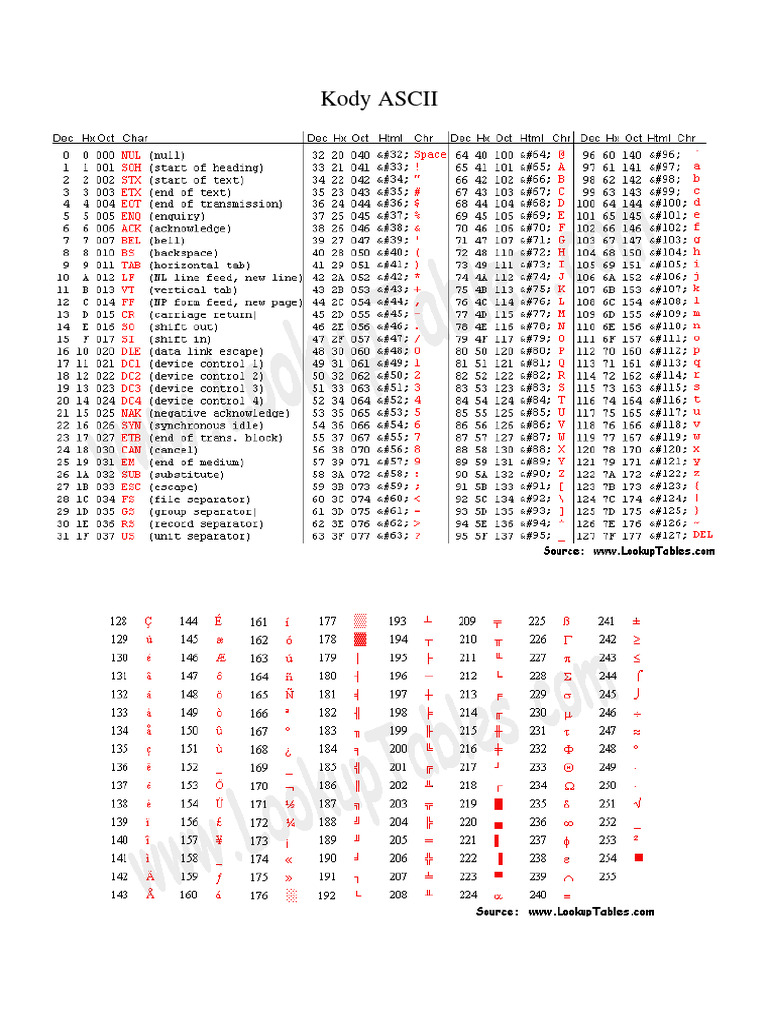 Kody ASCII | PDF