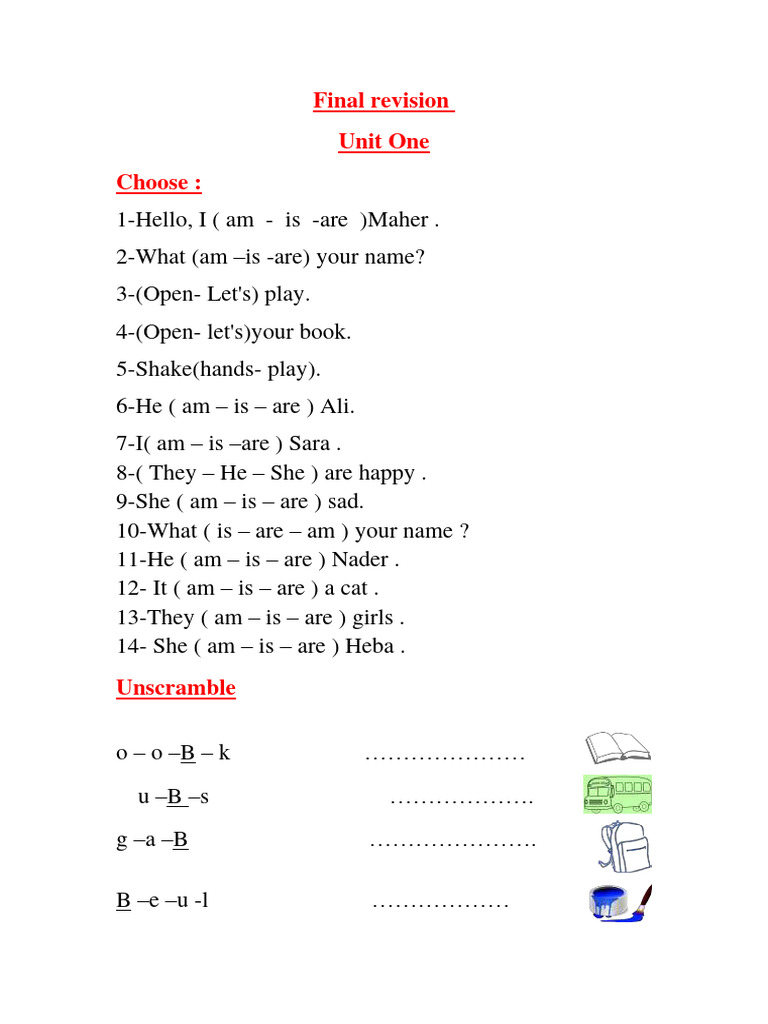 Final Revision Grade 1 | PDF