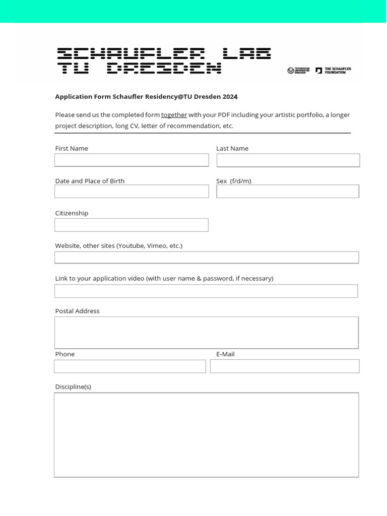 Schaufler Residency Application 2024 | PDF
