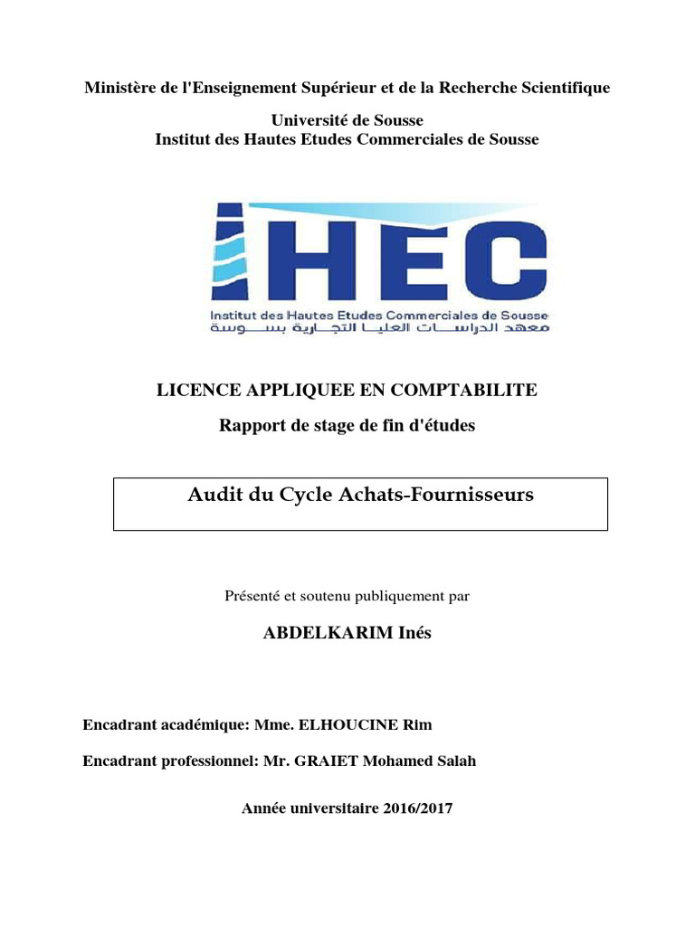 Rapport Ines Finale Ihec Sousse 2017 2017 | PDF