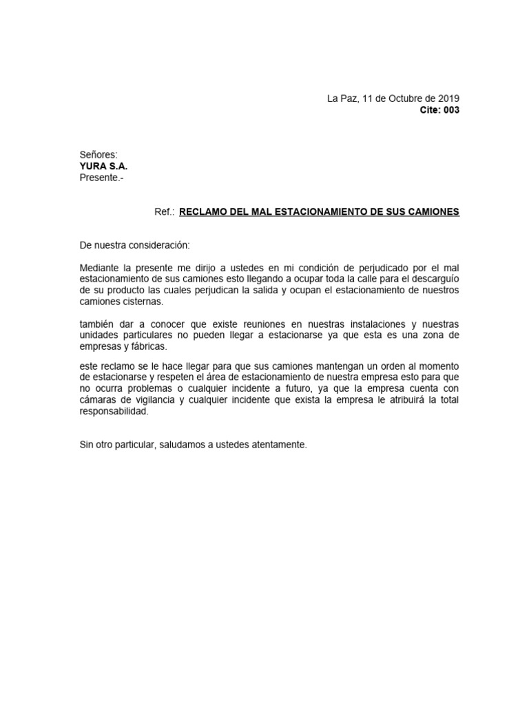 Carta de Queja | PDF