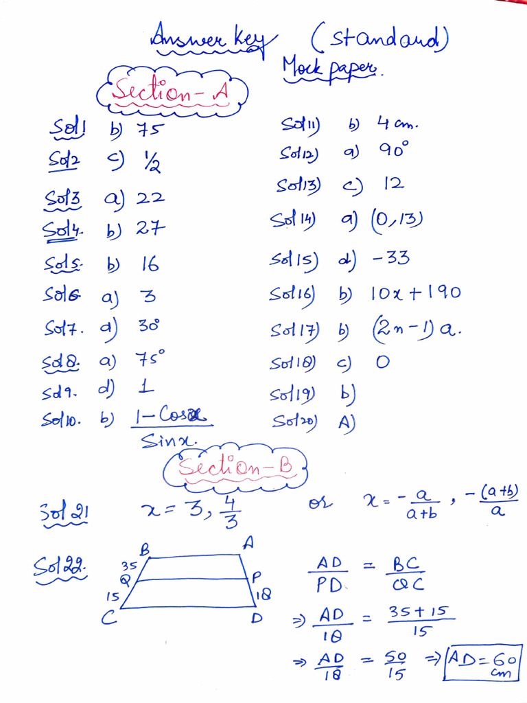 Answer Key Standard Mock Paper | PDF