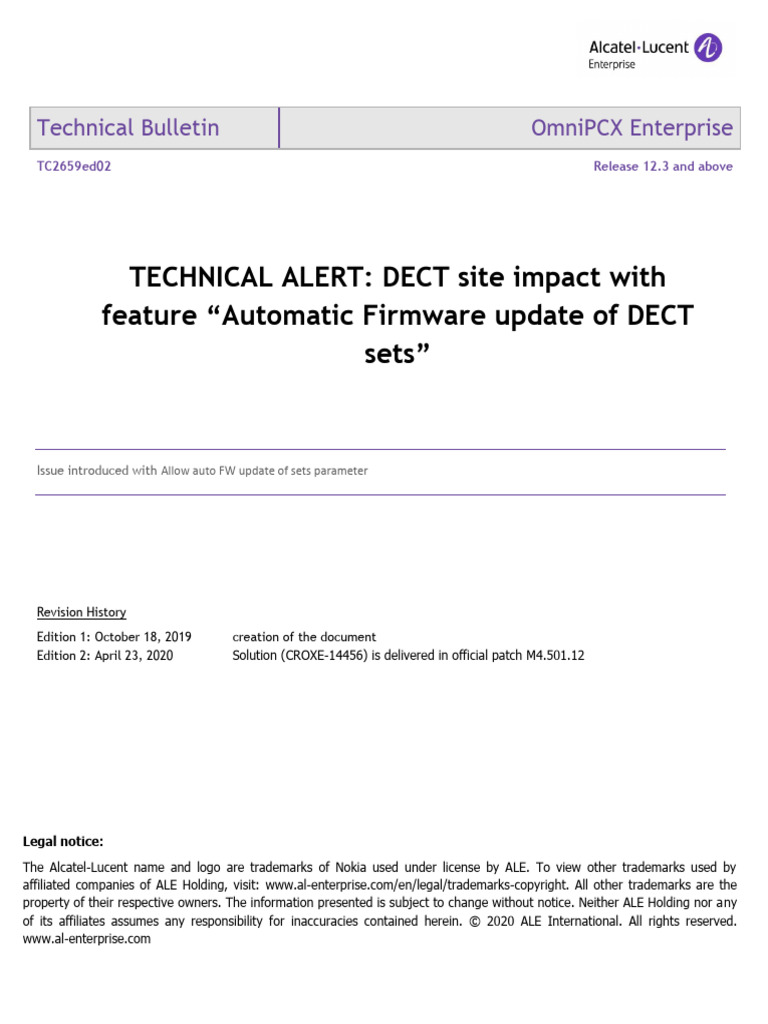 TC2659en-Ed02 DECT Site Impact With Feature Automatic Firmware Update ...