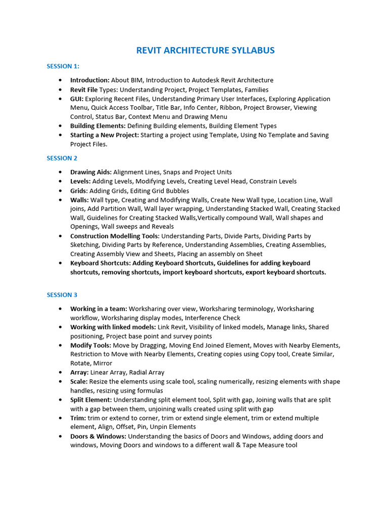 Revit Syllabus | PDF