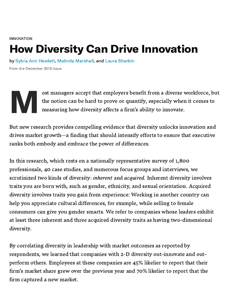 How Diversity Can Drive Innovation | PDF
